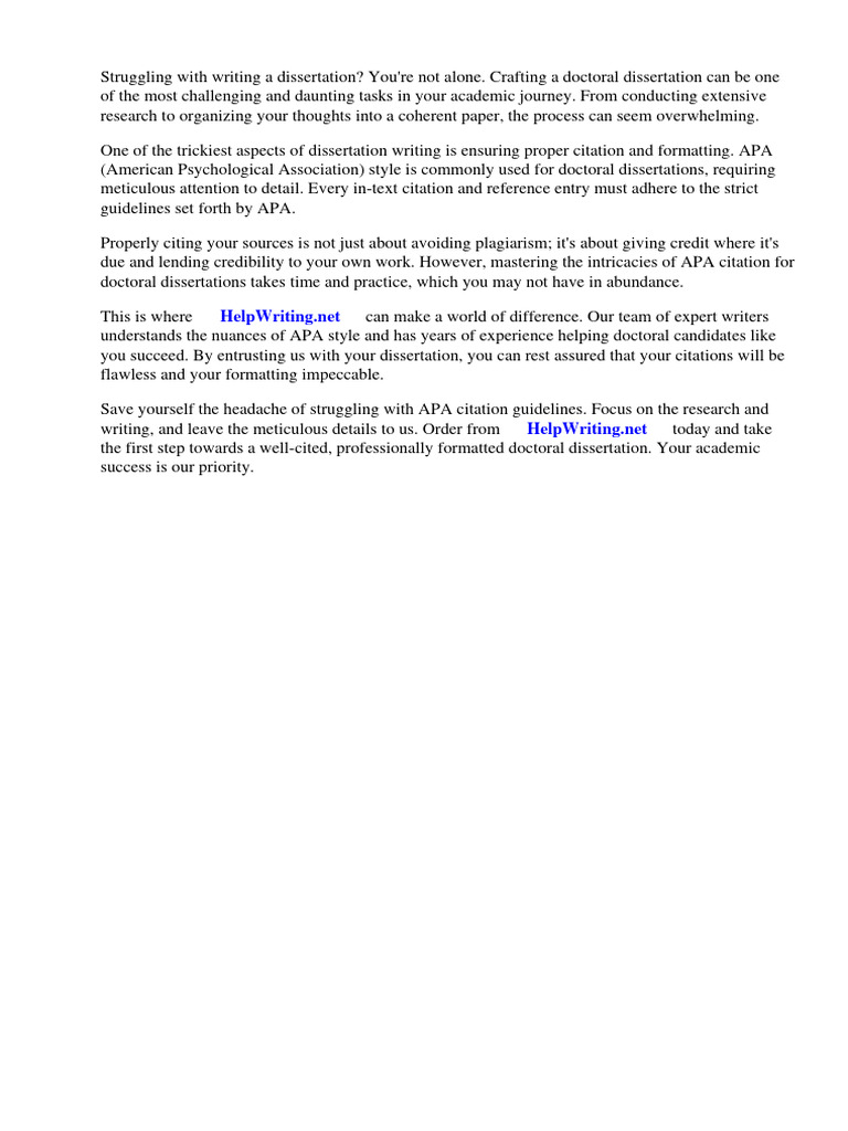 Apa Cite Doctoral Dissertation Pdf Apa Style Thesis