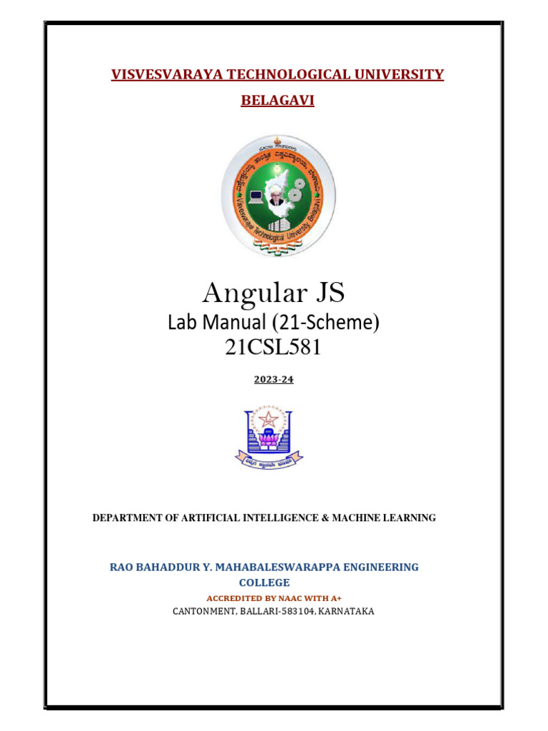 Final Angular JS Lab Manual - 21CSL581 | PDF Final Angular JS Lab Manual - 21CSL581 | PDF