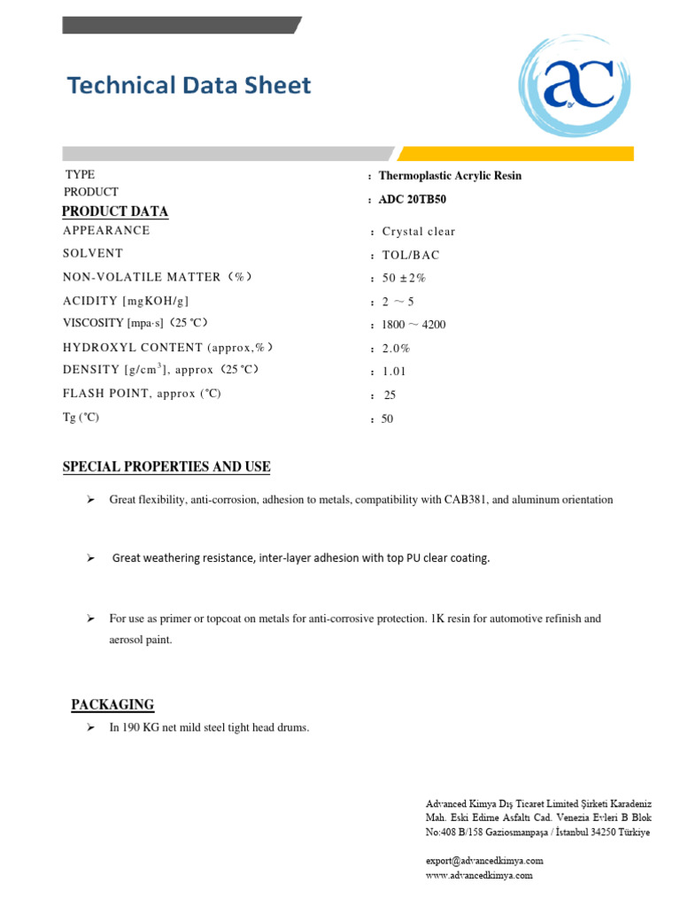 Adc 20tb50 Tds | PDF | Paint | Materials