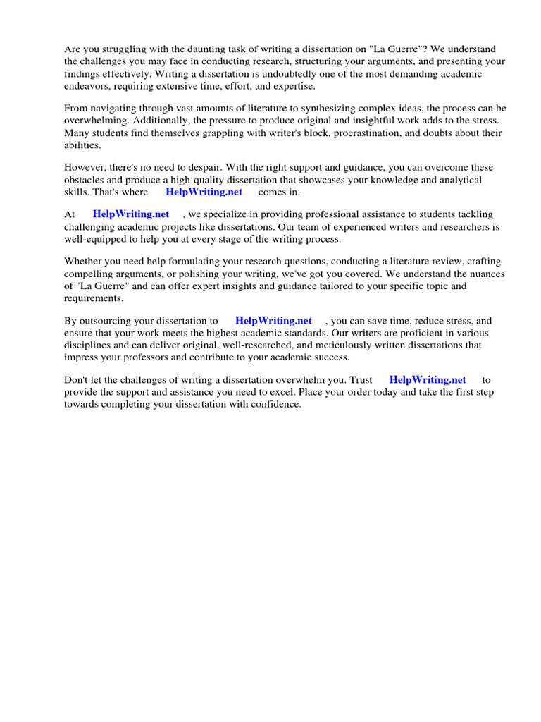 30 Dissertations La Guerre | PDF