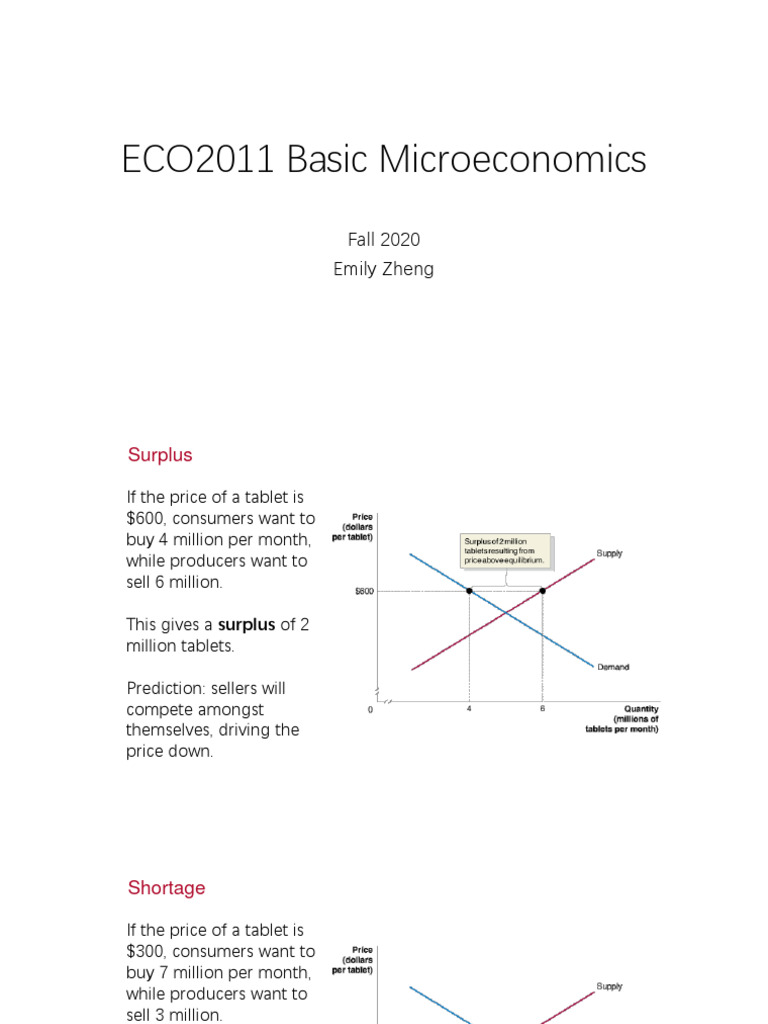 ECO2011 Basic Microeconomics - Lecture 6 | Download Free PDF | Supply And Demand | Economic ...