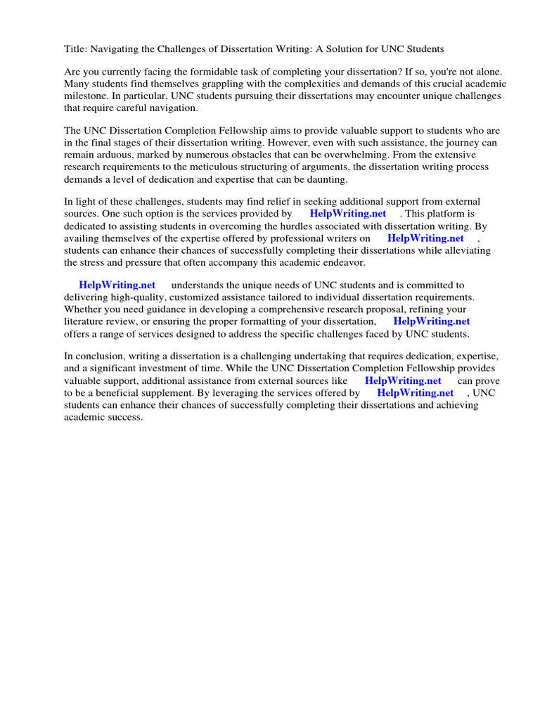 Unc Dissertation Completion Fellowship | PDF | Reading Comprehension ...