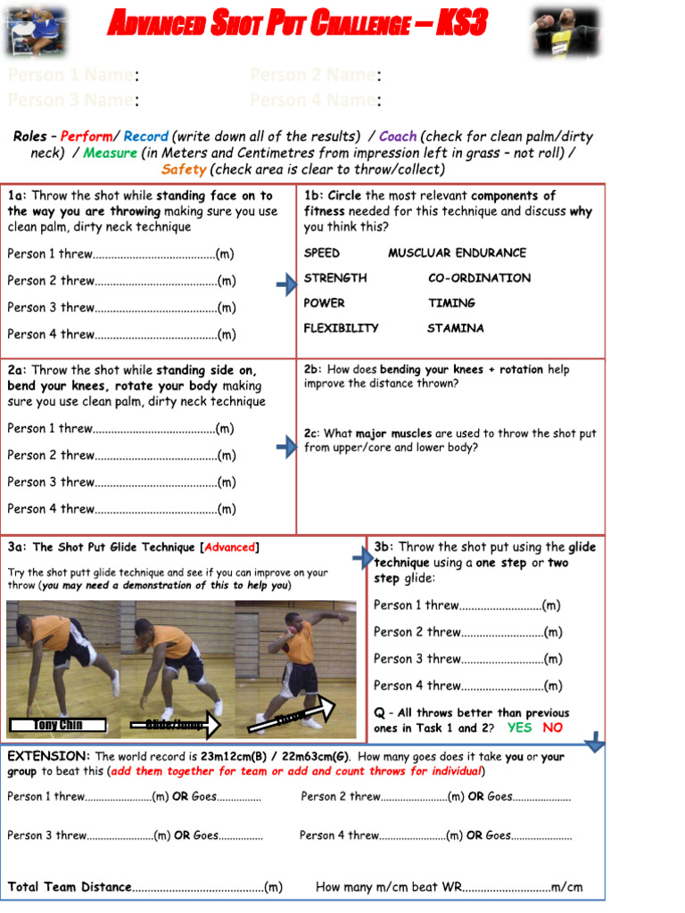Shot Put Advance Assessment | PDF