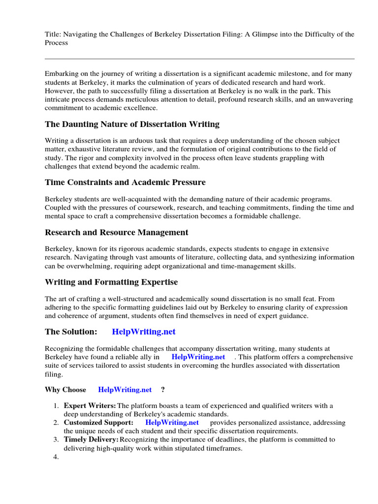 Berkeley Dissertation Filing | PDF | Thesis | Libraries