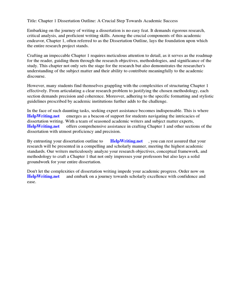 Chapter 1 Dissertation Outline | PDF | Thesis | Methodology