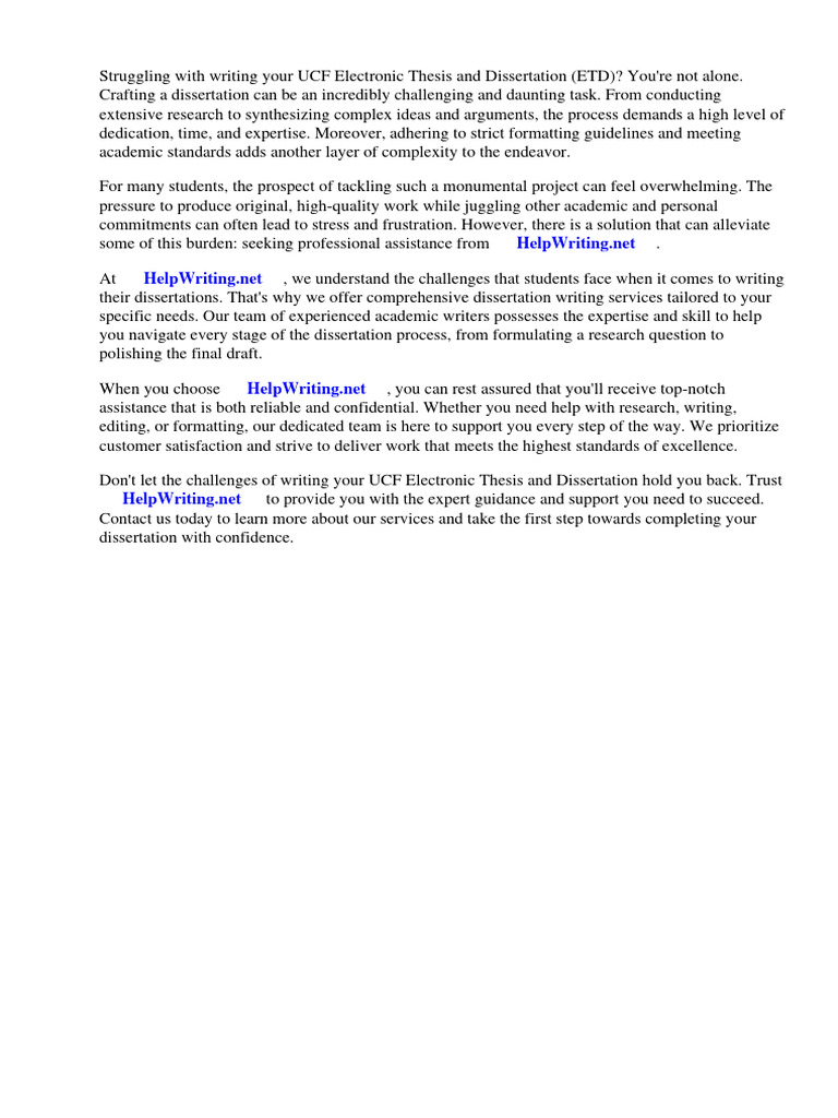UCF ETD Writing Assistance Services | PDF | Thesis | Written Communication