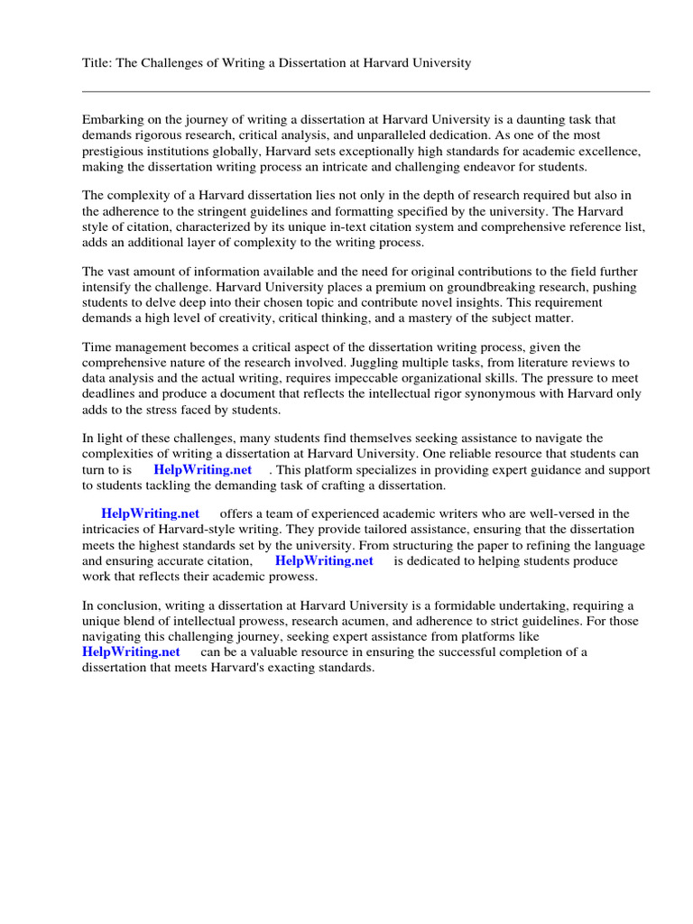 Dissertation Harvard University | PDF | Thesis | Citation