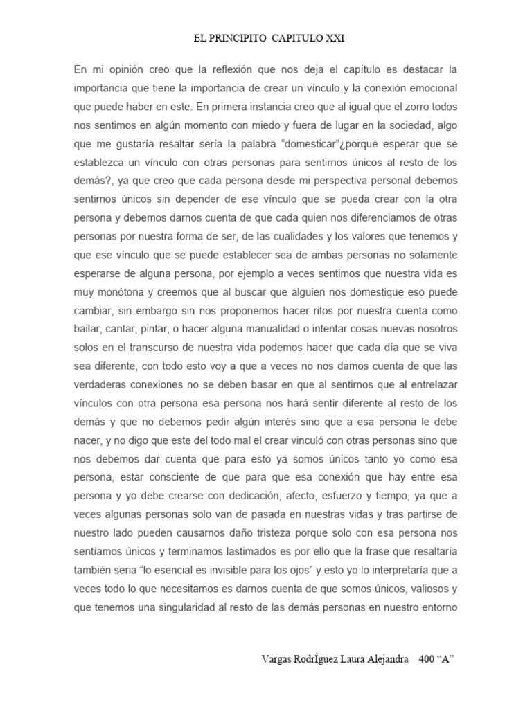 Reflexion Del Principito Capitulo Xxi | PDF