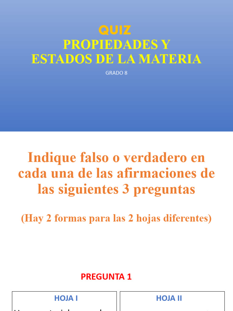 Quiz Propiedades y Estados de La Materia | PDF