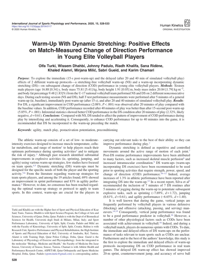 Dynamic Warm-Up Effects in Volleyball | PDF | Strength Training ...