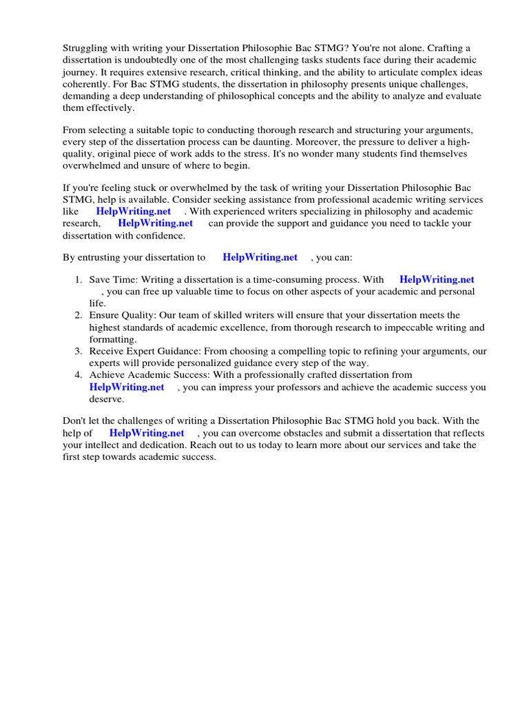 Dissertation Philosophie Bac STMG | PDF | Thesis | Electronic Publishing