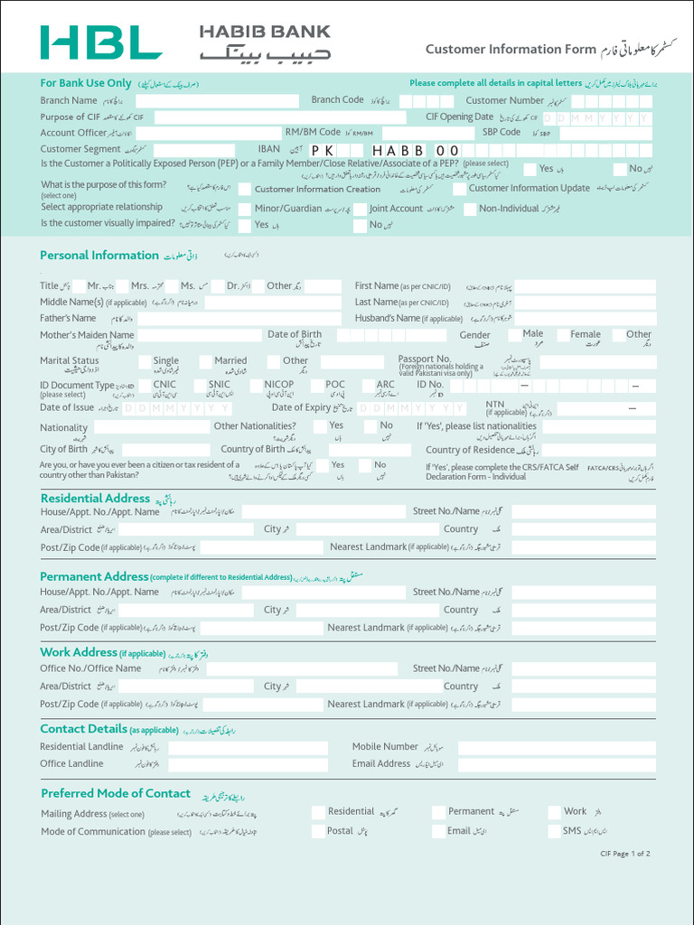 Customer Information Form (CIF) 22032019 | PDF