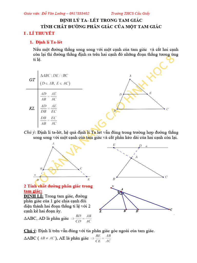 BÀI TẬP TALET PHÂN GIÁC | PDF