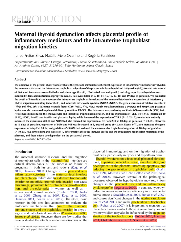 17-Maternal Thyroid Dysfunction Affects Placental Profile of ...