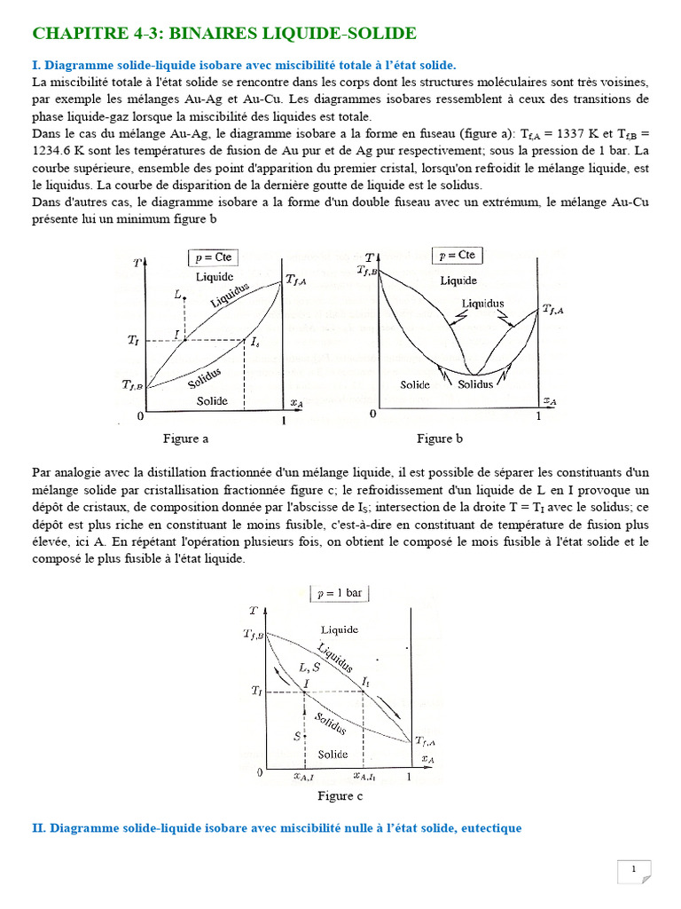 Diagramme Eutectique et Solidification | PDF | Solidification | Fusion ...