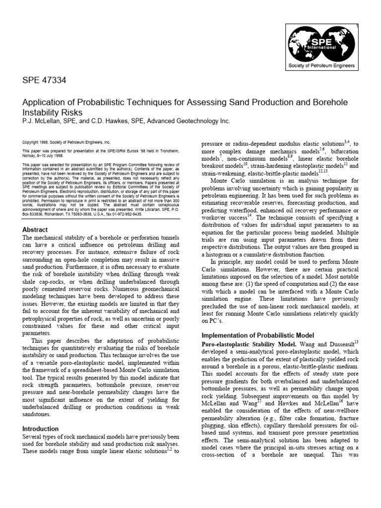 SPE-Application of Probabilistic Techniques For Assesing San | PDF ...