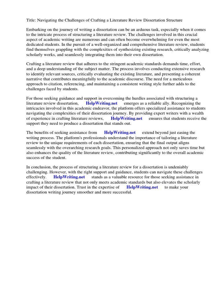 Structure of A Literature Review Dissertation | PDF Structure of A Literature Review Dissertation | PDF