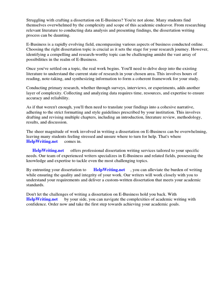 E-Business Dissertation Titles | PDF | Thesis | Methodology