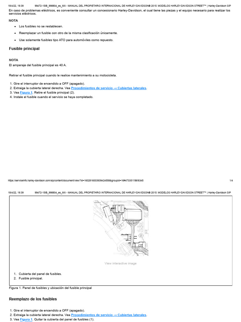 FUSIBLES Y RELÉS 2015 - MODELOS HARLEY-DAVIDSON STREET™ - Harley-Davidson SIP | PDF | Relé ...