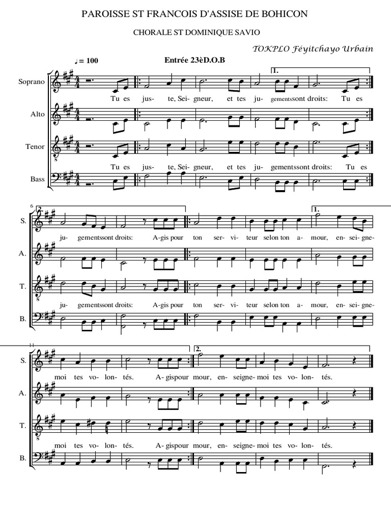 Partition Chorale St Dominique Savio | PDF | Chant | Musique vocale