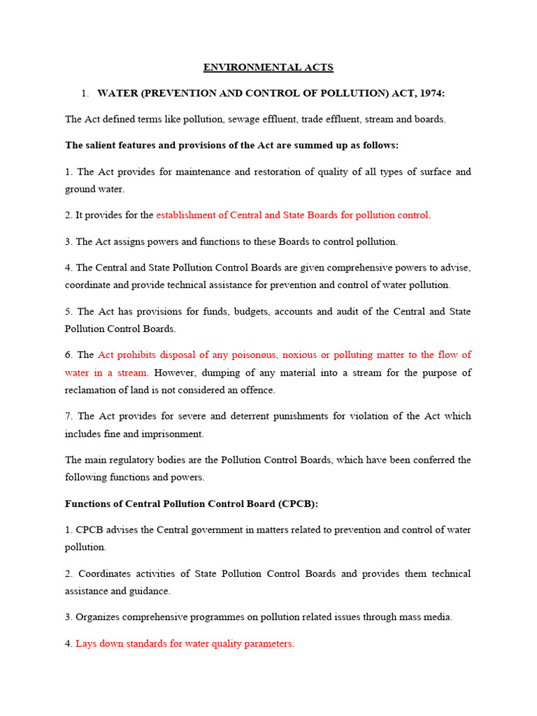 Notes On Environmental Acts | PDF | Environmental Impact Assessment ...