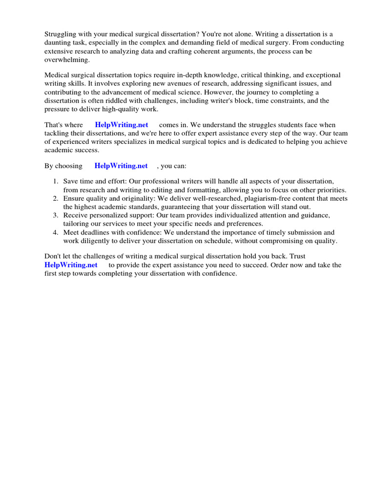 Medical Surgical Dissertation Topics | PDF | Surgery | Nursing