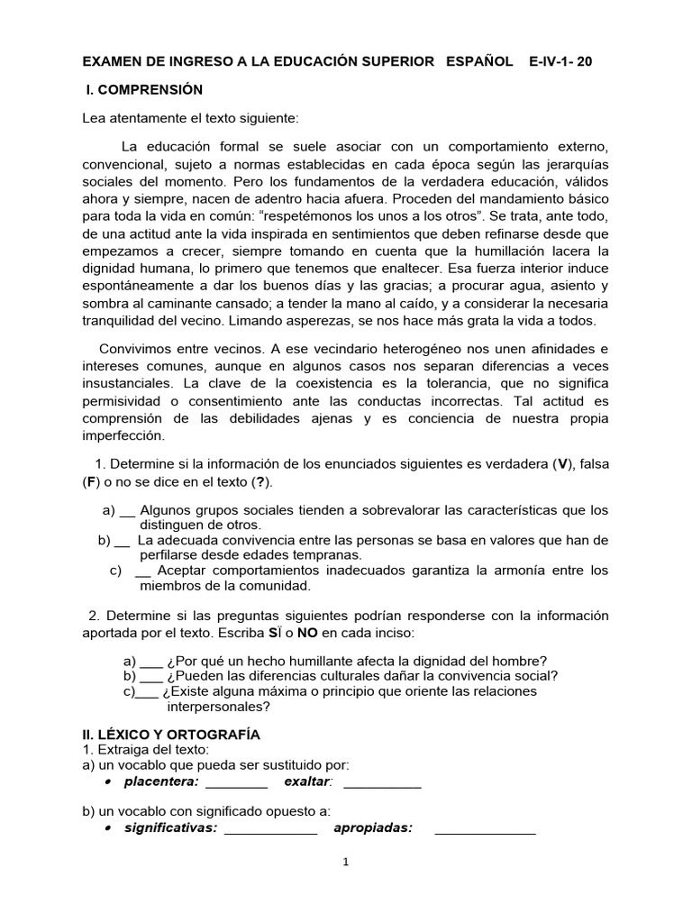 Educación Formal | PDF | Oración (Lingüística) | Verbo