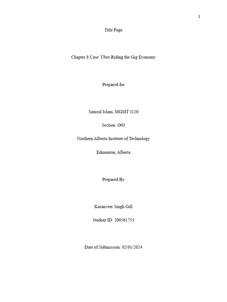 Uber Case Study Karanveer Singh Gill | PDF | Risk | Economies