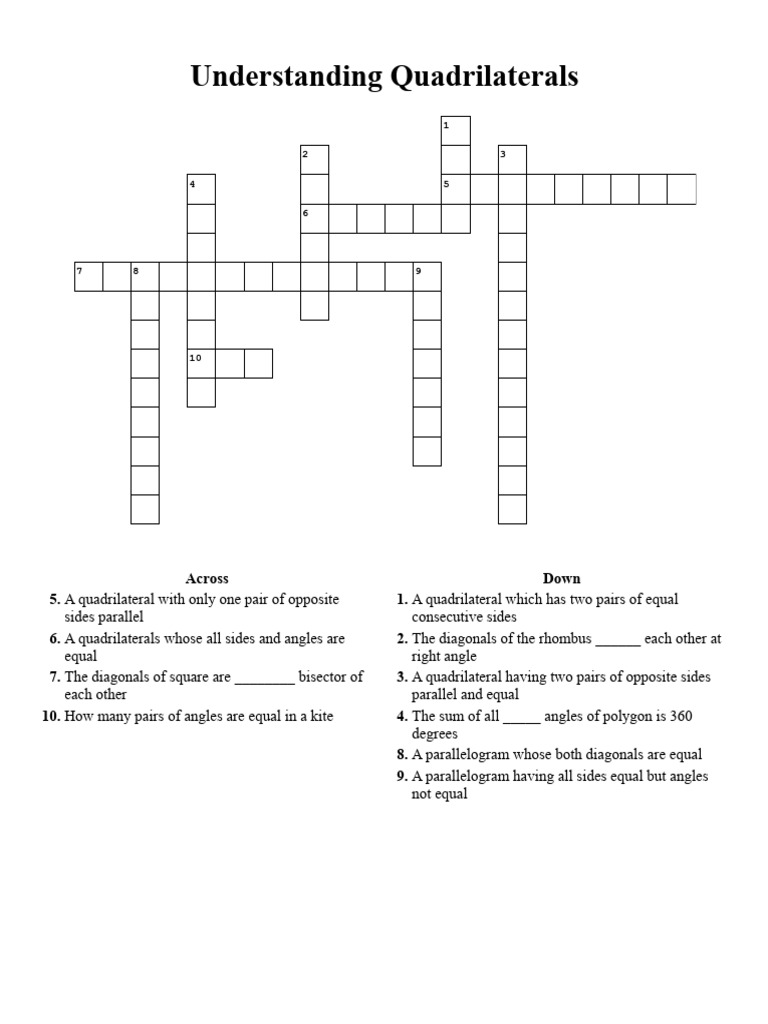 Understanding-Quadrilaterals-Crossword Puzzle | PDF