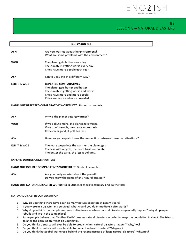 Lesson B3 8 - Natural Disasters | PDF | Tropical Cyclones | Earth Sciences