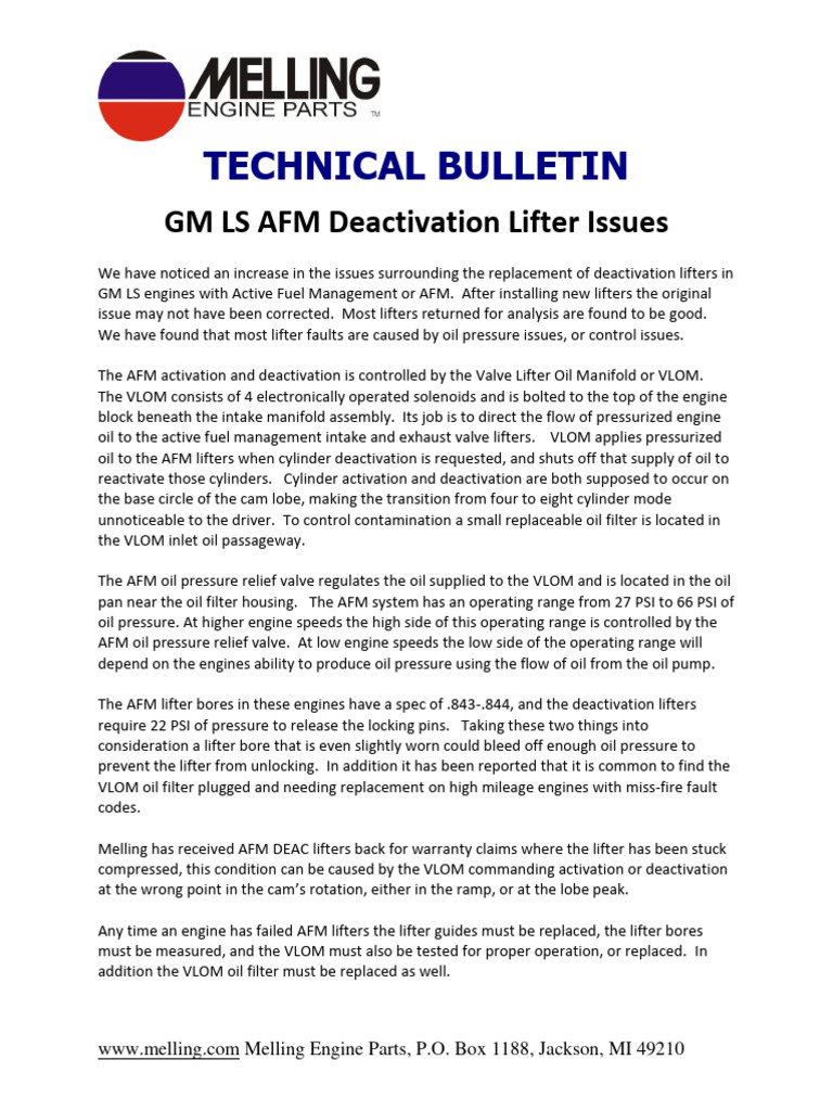 GM LS AFM Lifter Issues Explained | PDF | Valve | Engines