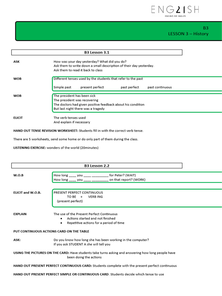 Lesson B3 3 - History | PDF | Grammatical Tense