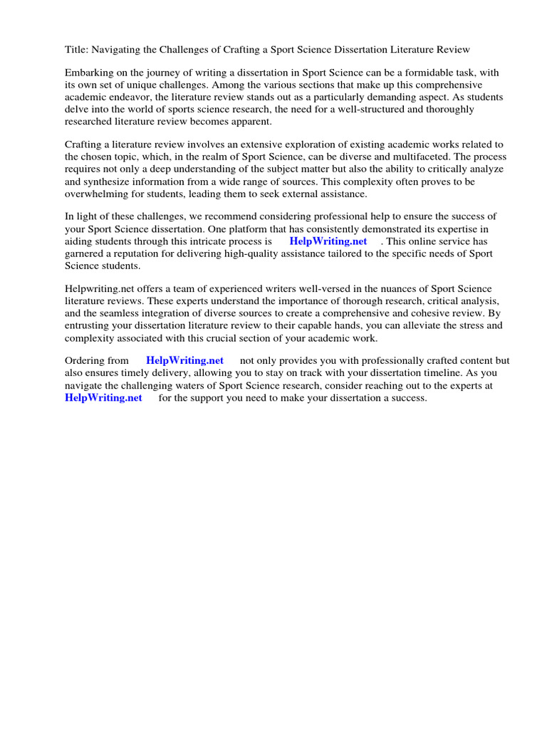 Sport Science Dissertation Review Guide | PDF | Sports | Science