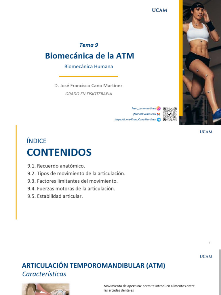 TEMA 9. Biomecánica de La ATM | PDF | Anatomía | Sistema musculoesquelético