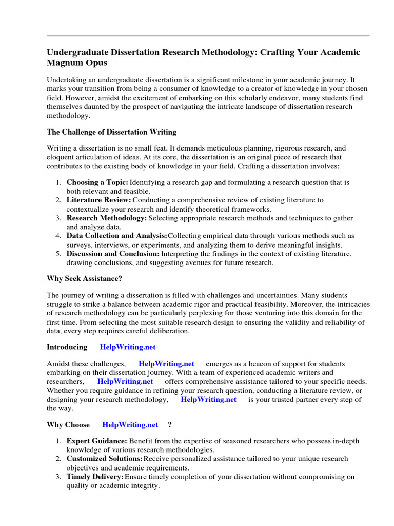 Undergraduate Dissertation Research Methodology | PDF | Methodology | Scientific Method