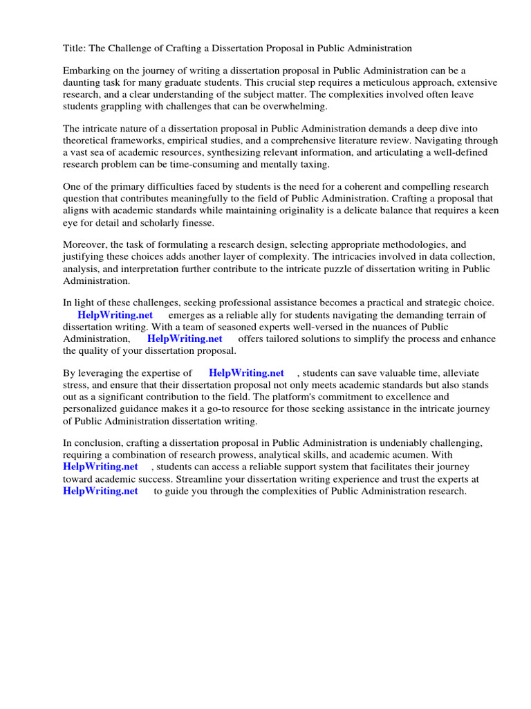 Sample Dissertation Proposal Public Administration | PDF | Thesis ...