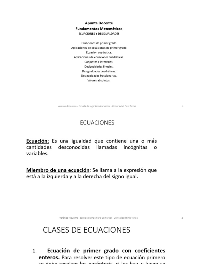 02 Apunte Ecuaciones y Desigualdades | PDF | Ecuaciones | Conjunto (Matemáticas)