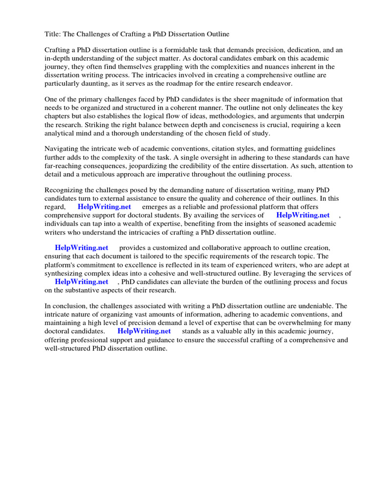 Writing A PHD Dissertation Outline | Download Free PDF | Thesis ...