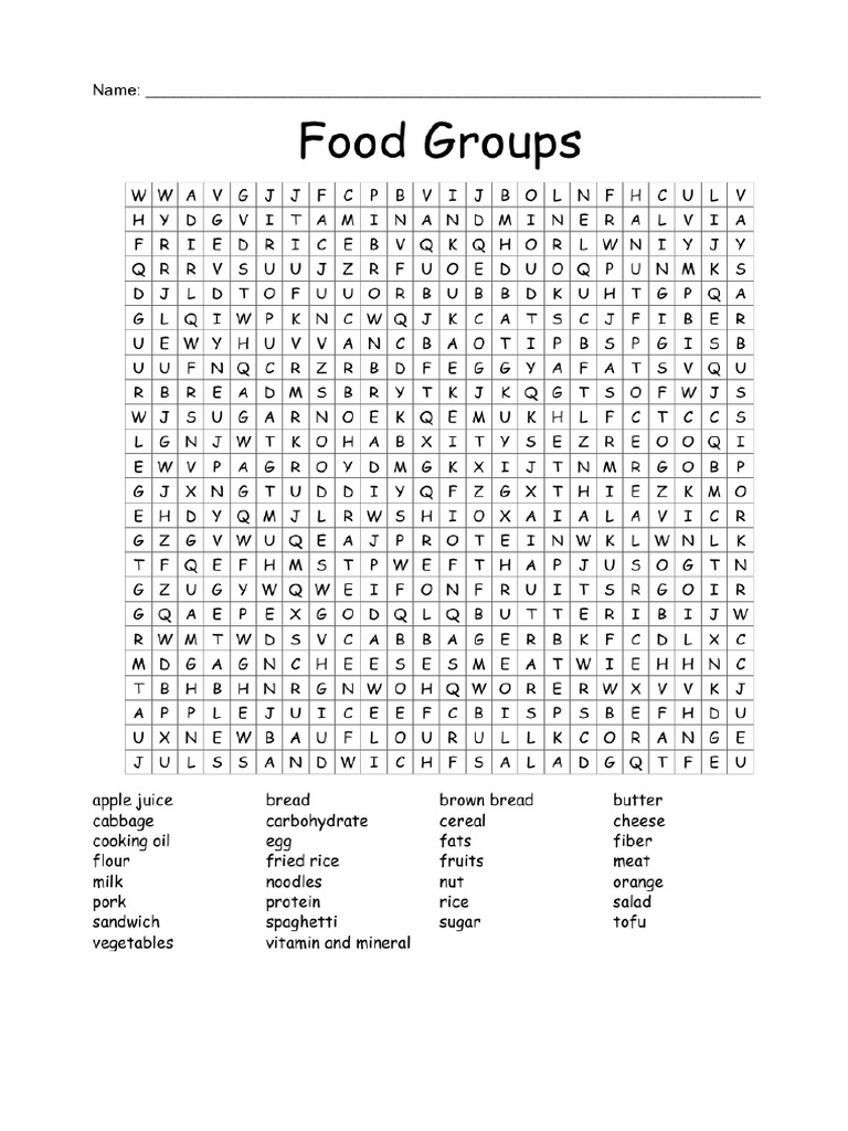 Wordsearch Food Group | PDF