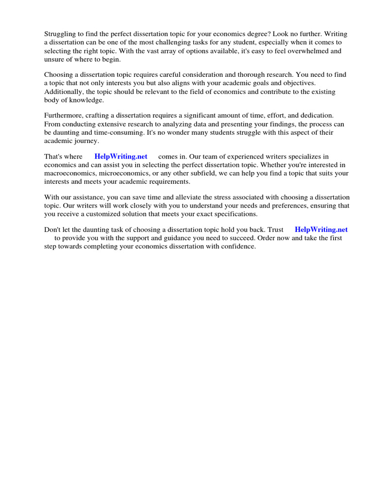 Dissertation Topics For Economics | PDF | Economics | Thesis