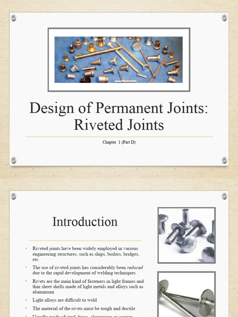 Riveted Joints: Design and Applications | PDF | Rivet | Strength Of ...