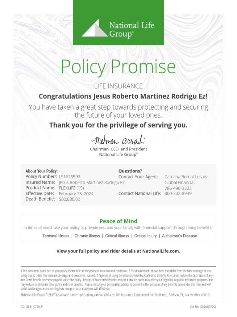 Policy Promise Jesus M | PDF | Life Insurance | Insurance