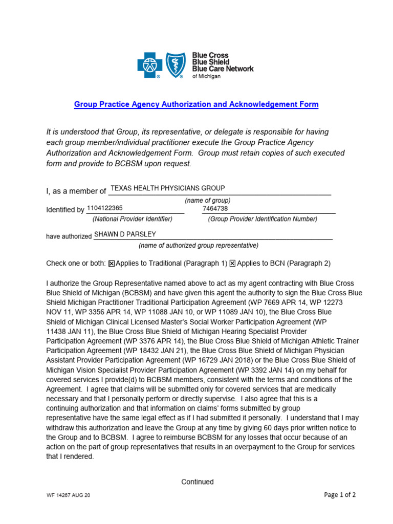 Group Practice Agency Authorization | PDF | Physician | Health Care