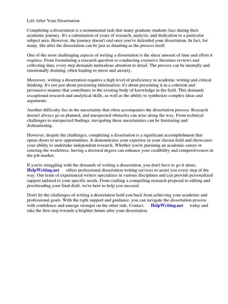 Life After Your Dissertation | PDF | Thesis | Methodology