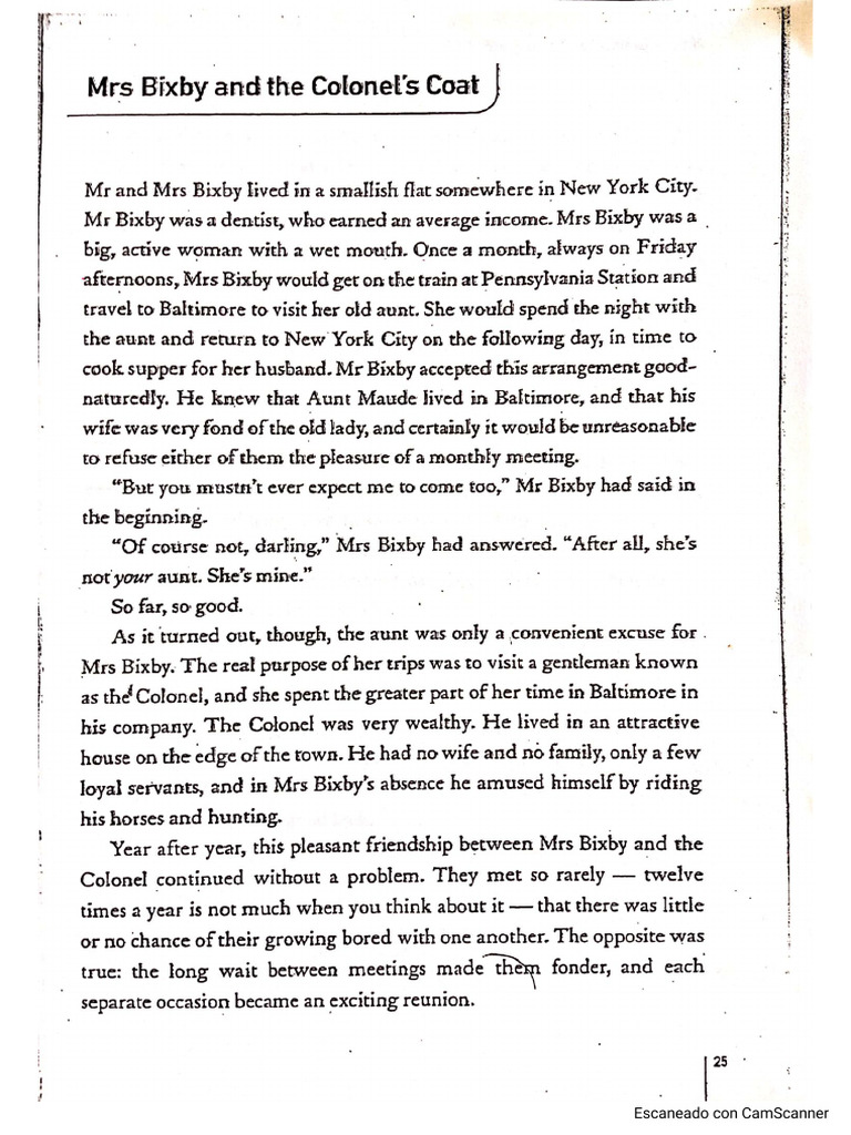 7th Story Mrs Bixby and The Colonel's Coat | PDF