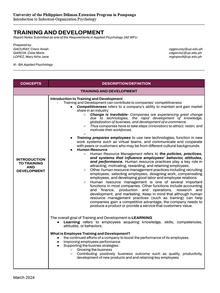3 T&d-Wfu | PDF | Human Resource Management | Employment