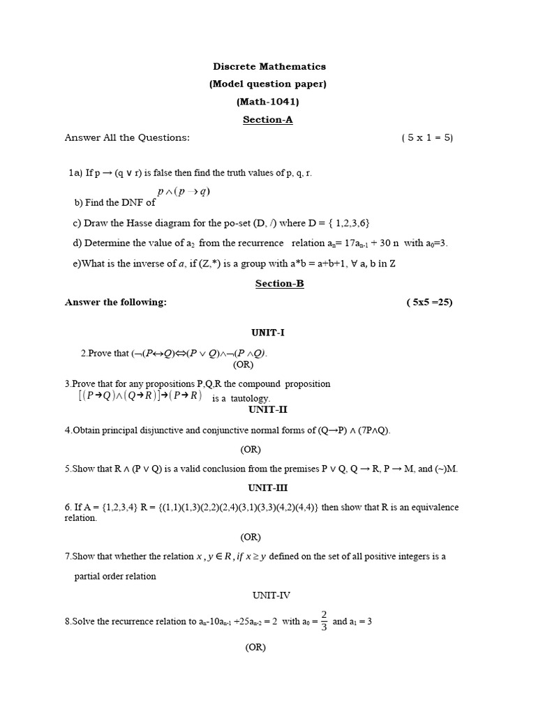 Model Question Paper DMS | PDF
