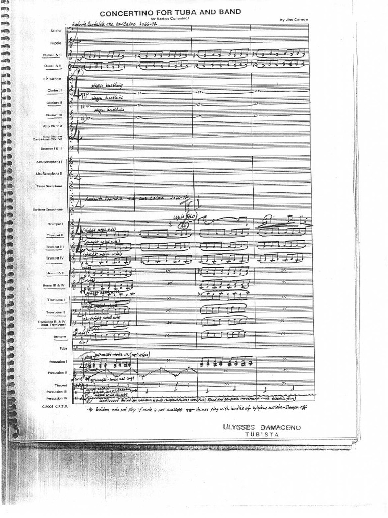 Concertino For Tuba and Band James Curnow Score | PDF