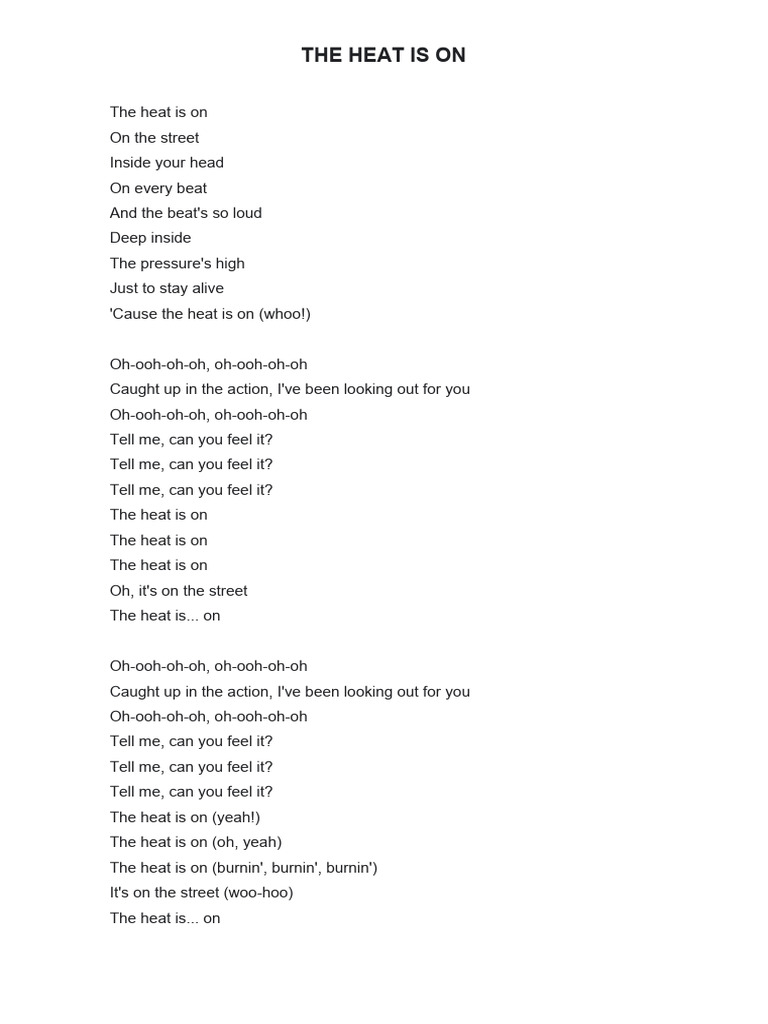 Letra THE HEAT IS ON | PDF
