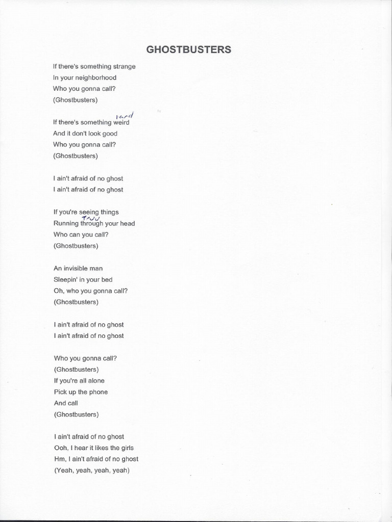 Letra Ghostbusters | PDF